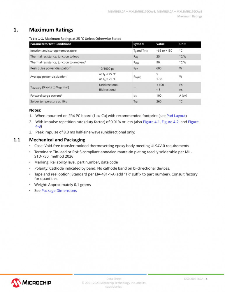Microchip TVS datasheet page 4
