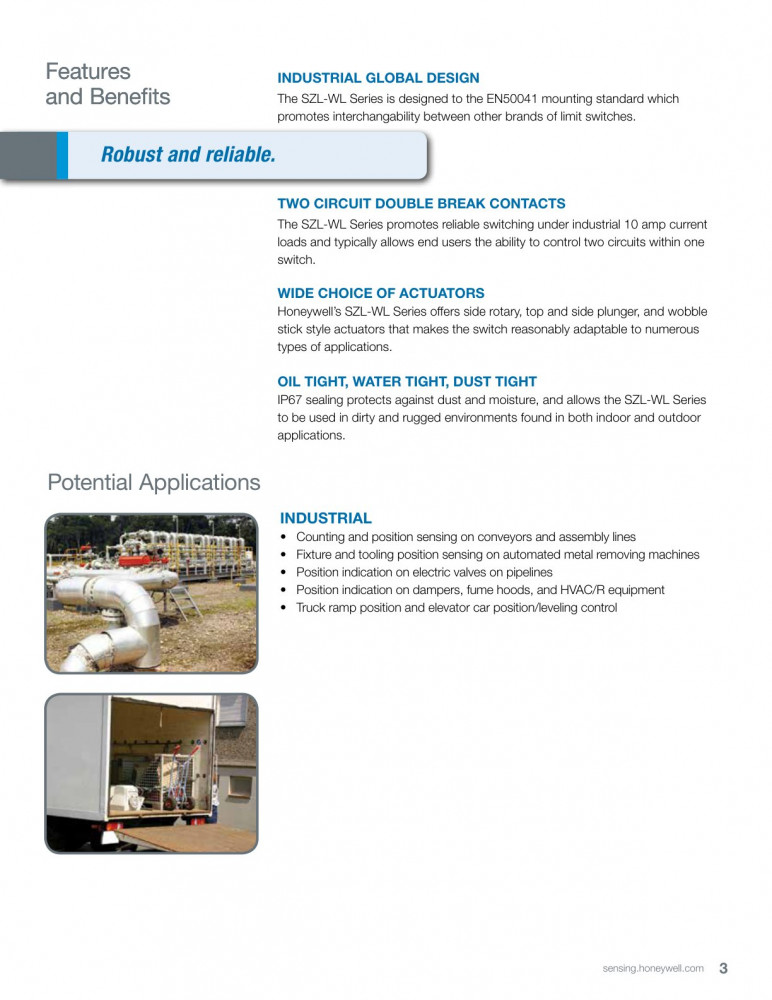 Honeywell SZL-WL Series datasheet page 3