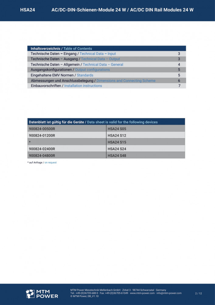 HSA24 datasheet page 2