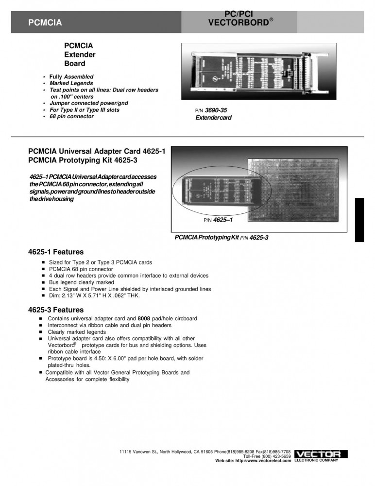 4625-3 PCMCIA prototyping kit product documentation image