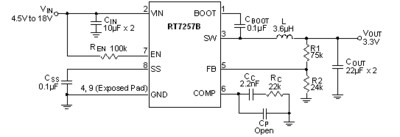 RT7257D - 3A, 18V, 1.2MHz Synchronous Step-Down Converter