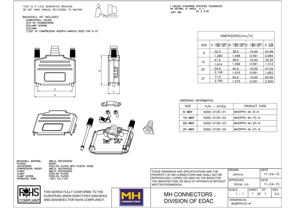 MHDPPK-M-25-K technical drawing and specification sheet