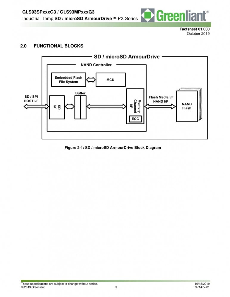 Greenliant GLS93MP064G3-I-BZ800 datasheet page 3