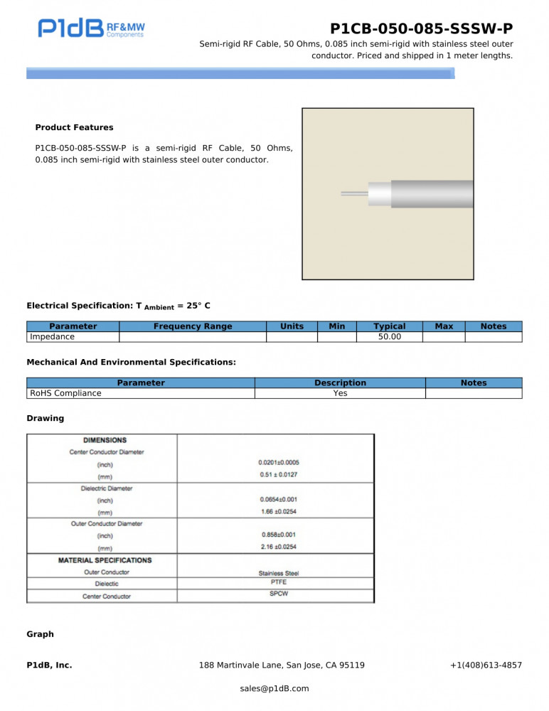 P1CB-050-085-SSSW-P technical document, page 1