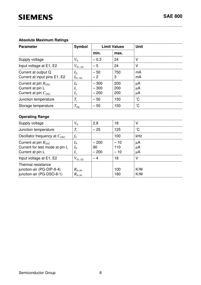 SAE800FKLA1 datasheet page 8