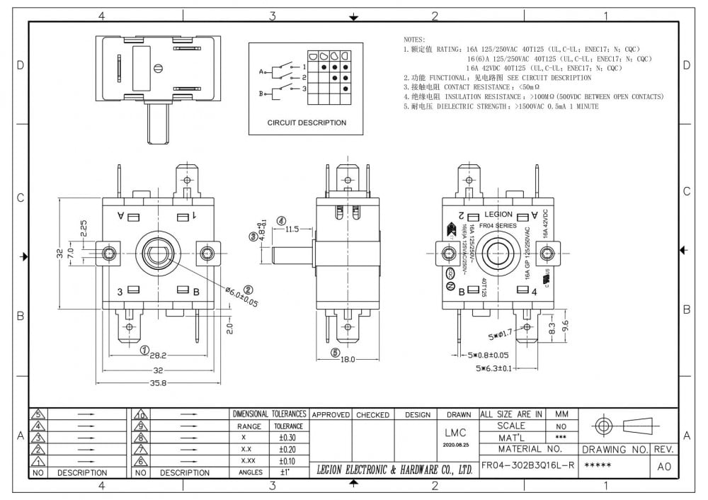 FR04-302B3Q16L-R technical document page