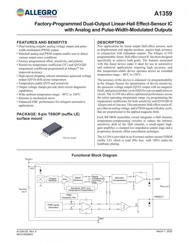 A1359 datasheet page 1