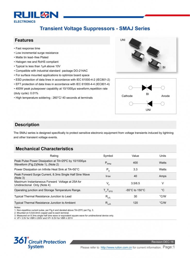 SMAJ43A datasheet page 2
