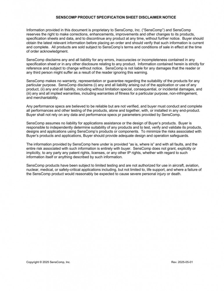 SensComp L Series product specification sheet, page 3