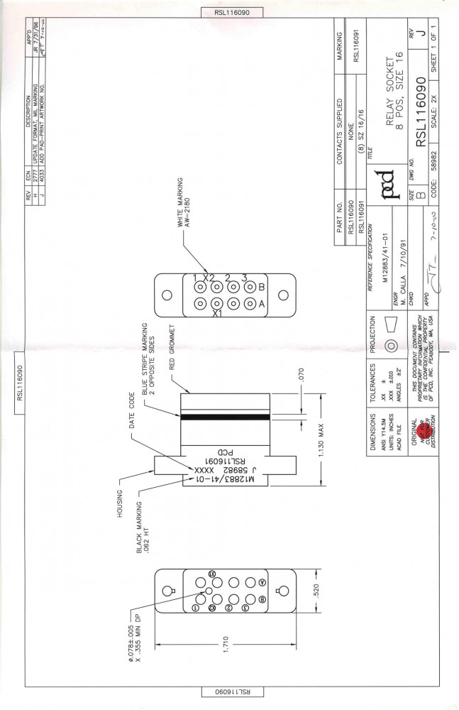 Amphenol RSL116090 technical document page