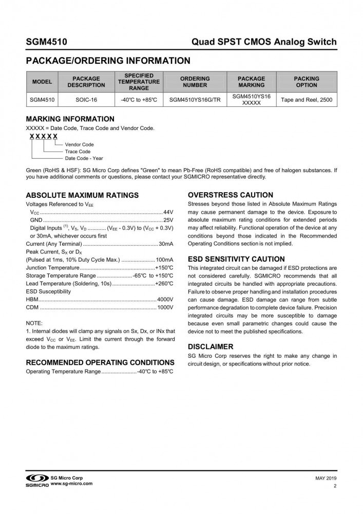 SGM4510 datasheet page 2