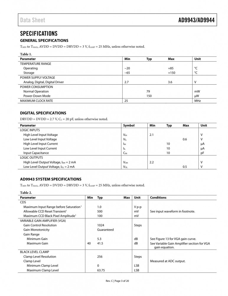 AD9944KCPZRL datasheet page 3