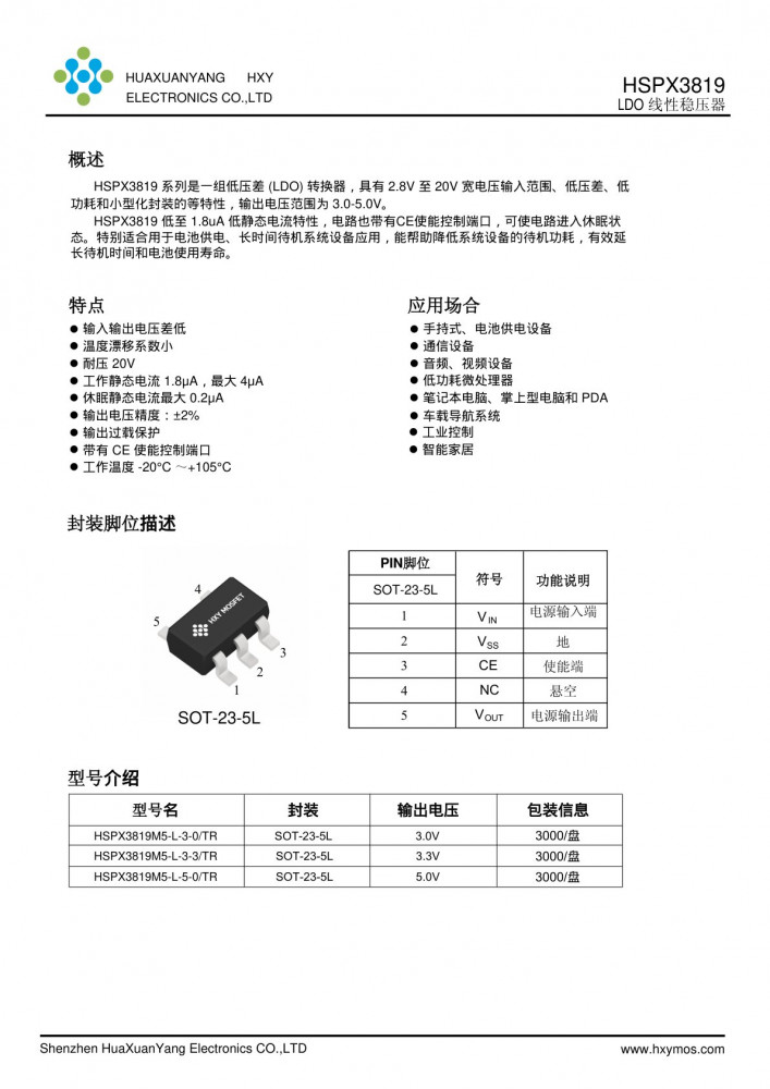 HSPX3819 datasheet page 1
