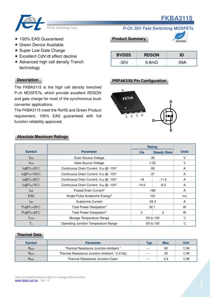 FKBA3115 datasheet page 1