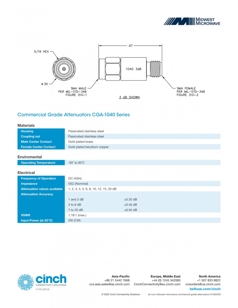 CINCH CGA-1040 series documentation page 2