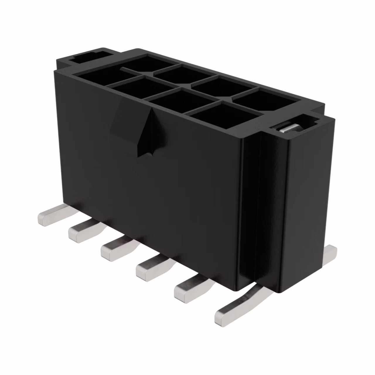 Mini-Fit Max Vertical Header, Dual Row, Surface Mount, 8 Circuits, Matte Tin (Sn) Plating, Black, Glow-Wire Capable, with Pick-and-Place Tape, Tape and Reel for sale