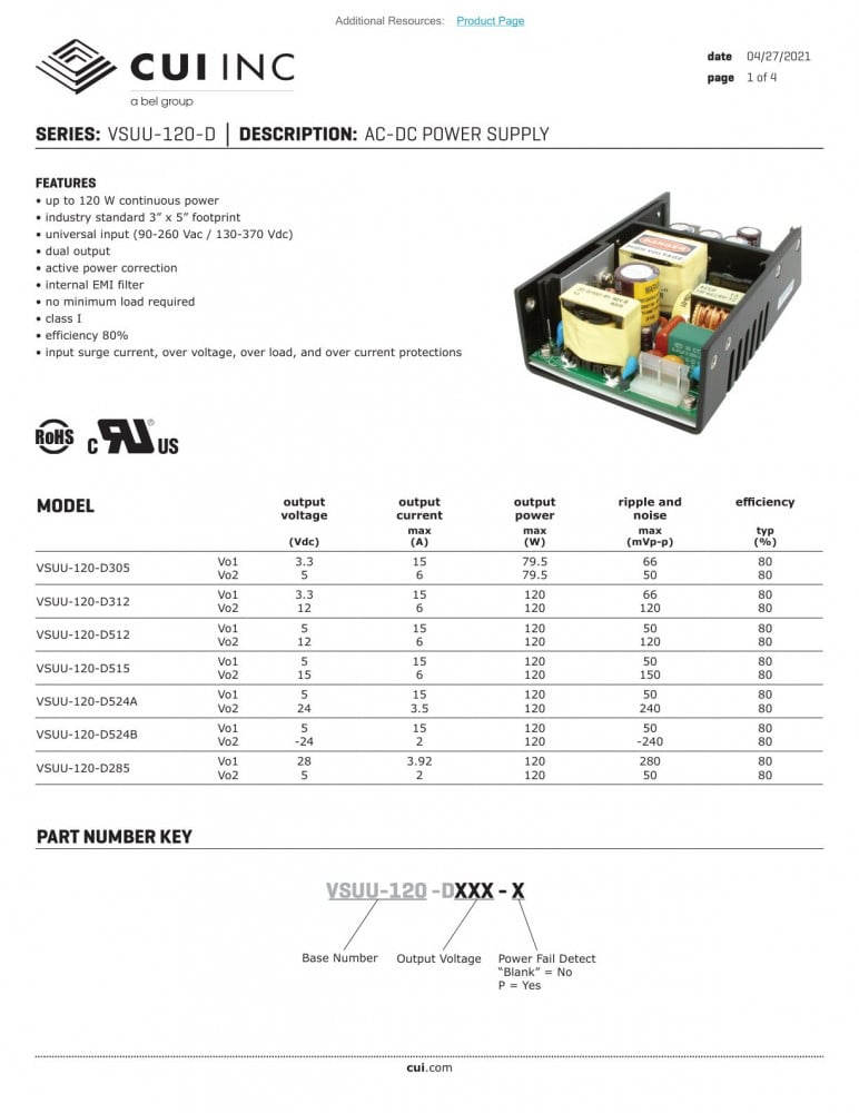 VSUU-120-D524B datasheet page 1
