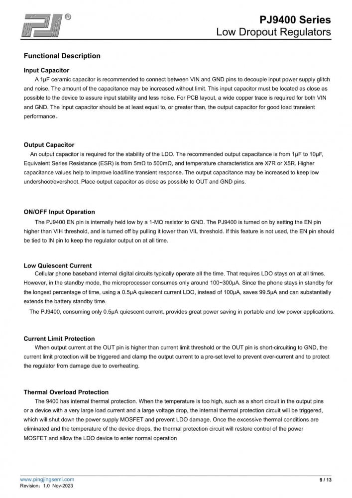 PJ9400 datasheet page 9
