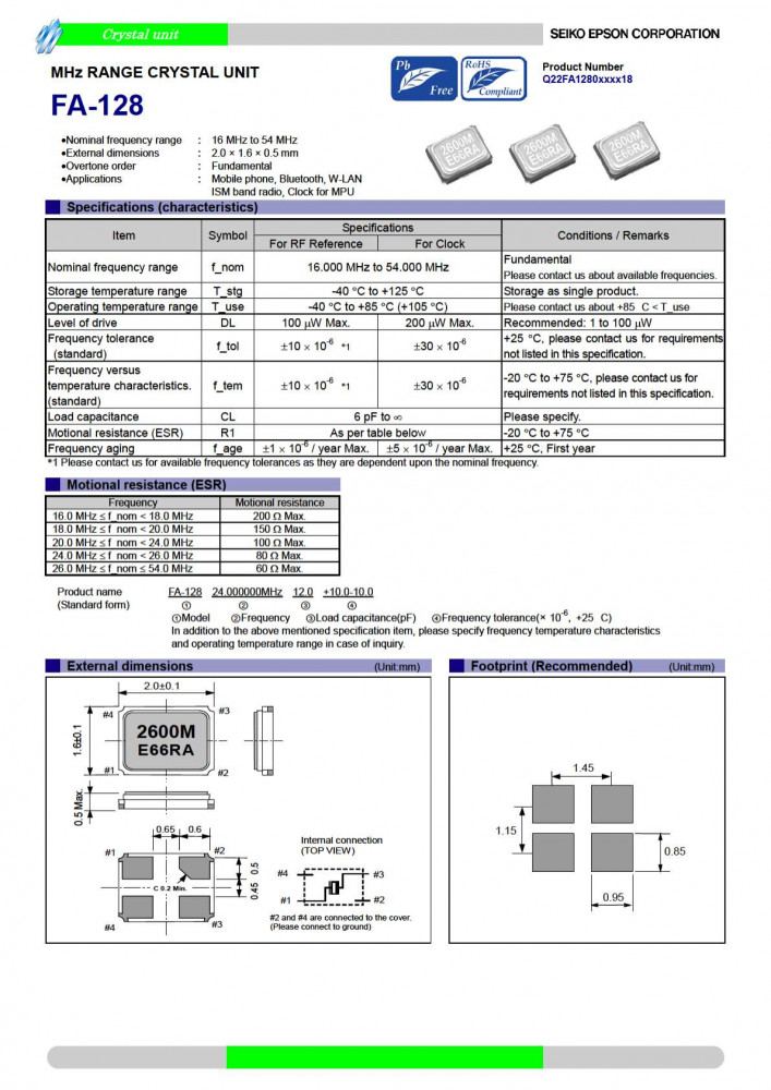 EPSON FA-128 technical document preview