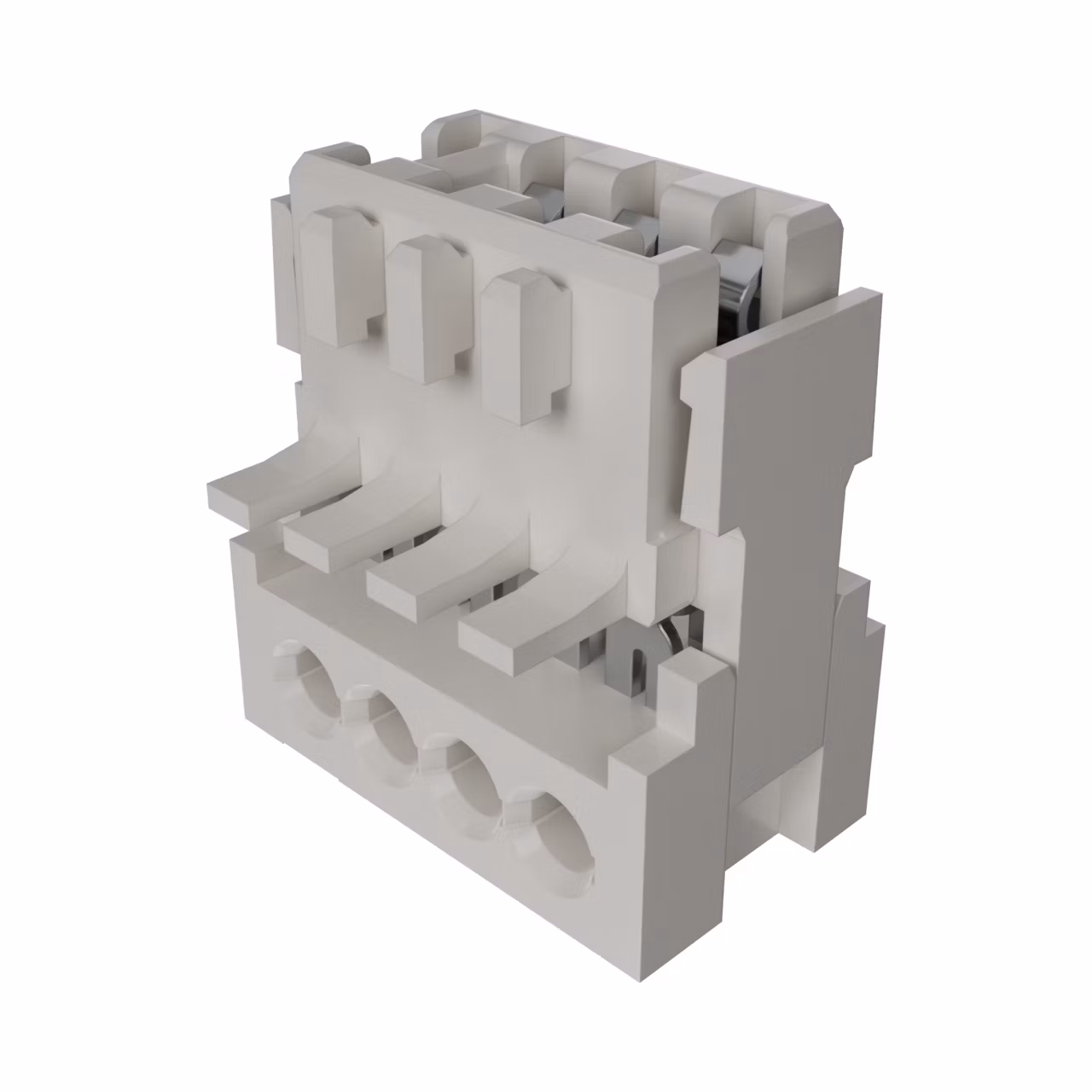 Appli-Mate RAST 2.5 IDT Housing, 2.50mm Pitch, with Side Latches, Female, 4 Circuits, Position Keys A & E Removed, Polarizing Rib Between 1/2, Black Color Stripe for sale