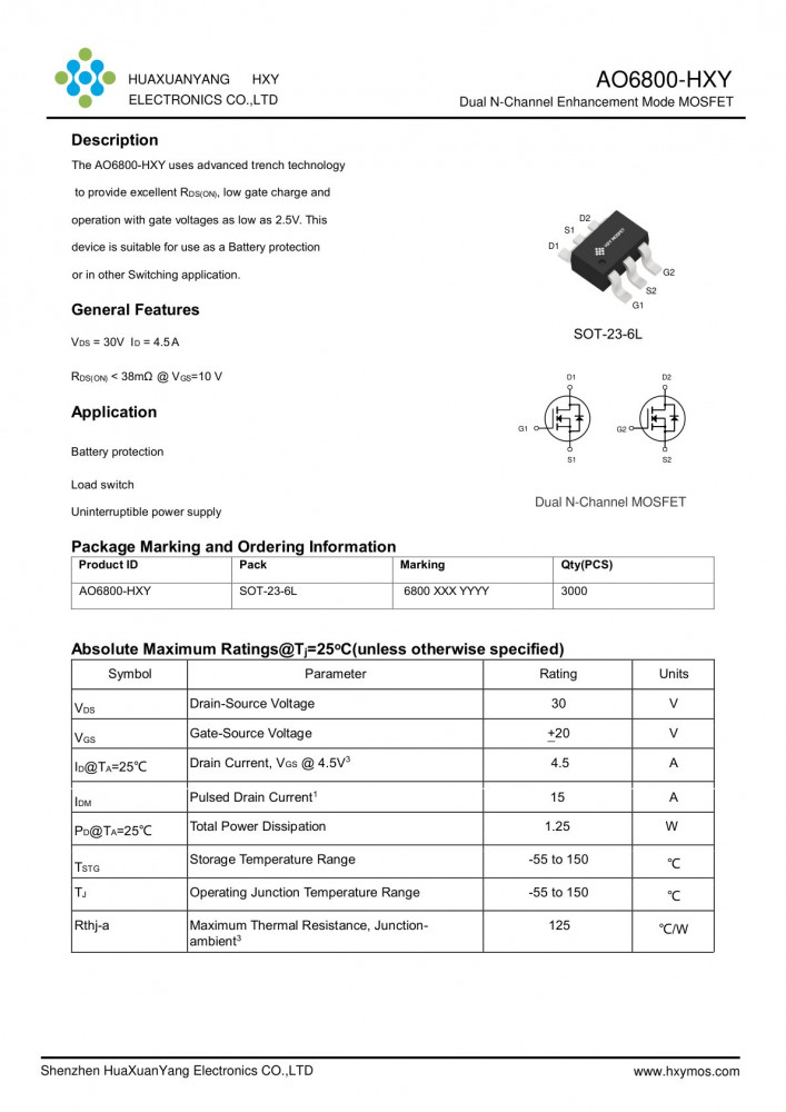 AO6800-HXY datasheet page 1