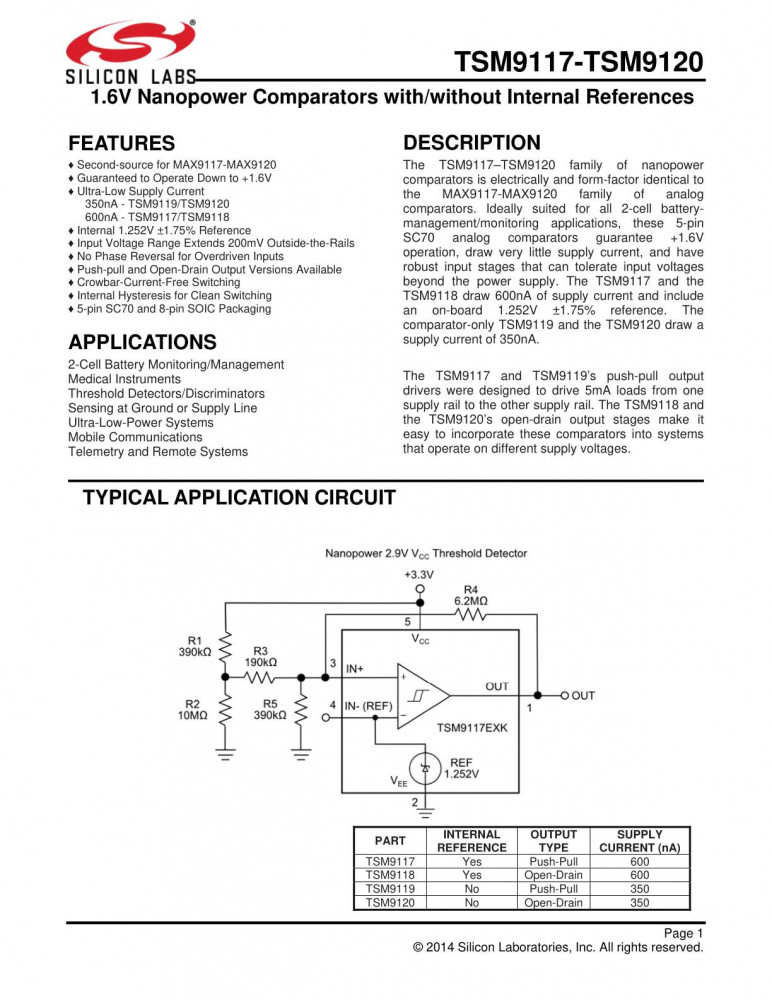 TSM9118 datasheet page 1