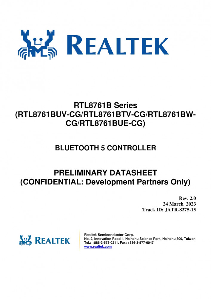 RTL8761B datasheet page 1