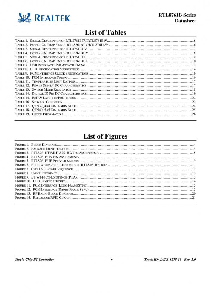 RTL8761B datasheet page 5