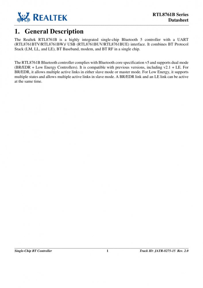 RTL8761B datasheet page 6