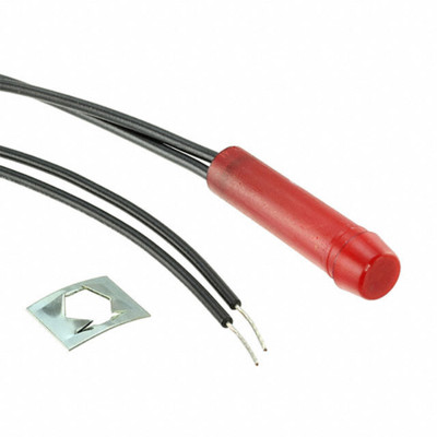 Neon Panel Mount Indicator Red .375″ Conical 125V Wire Leads
