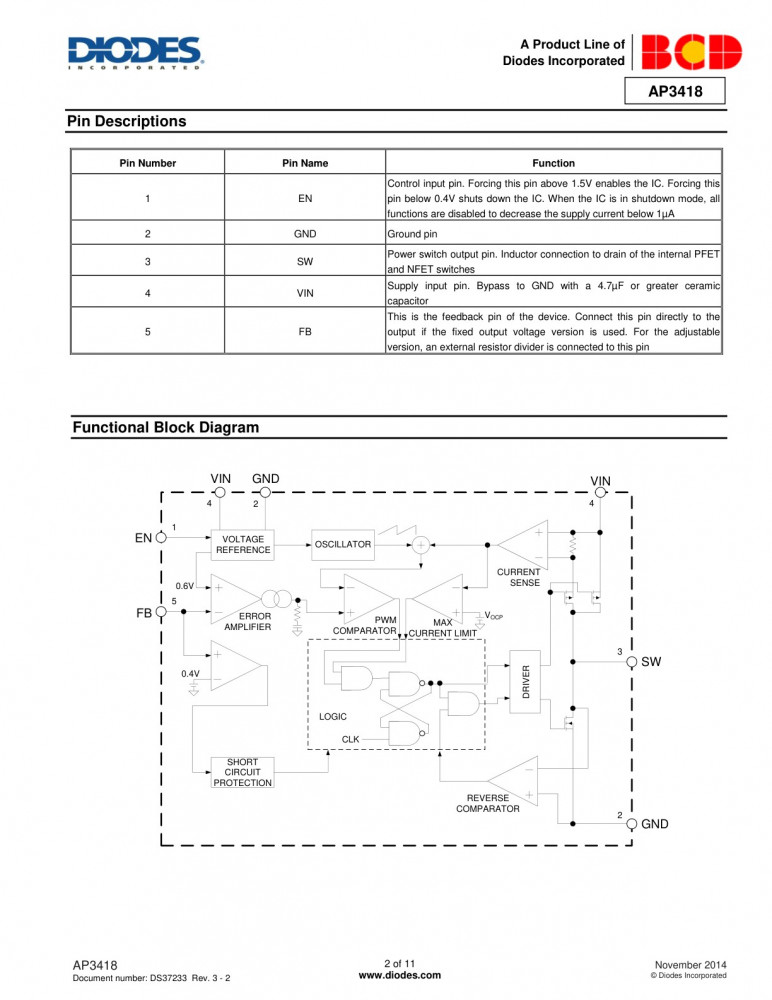 AP3418KTR-G1 datasheet page 2