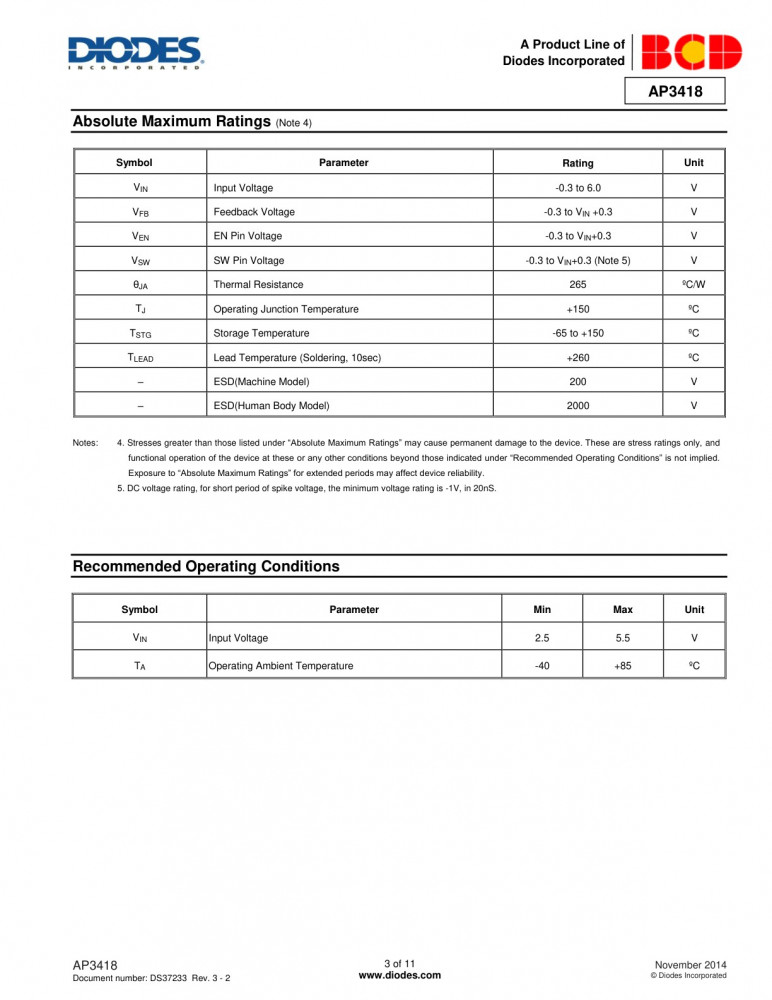 AP3418KTR-G1 datasheet page 3