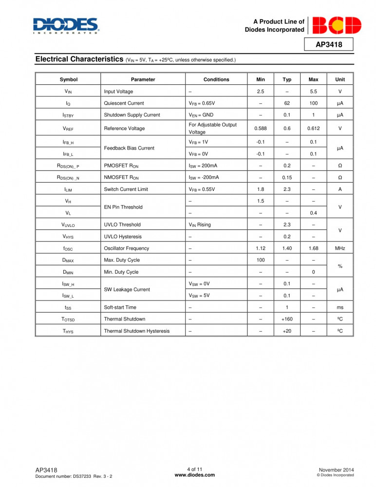 AP3418KTR-G1 datasheet page 4