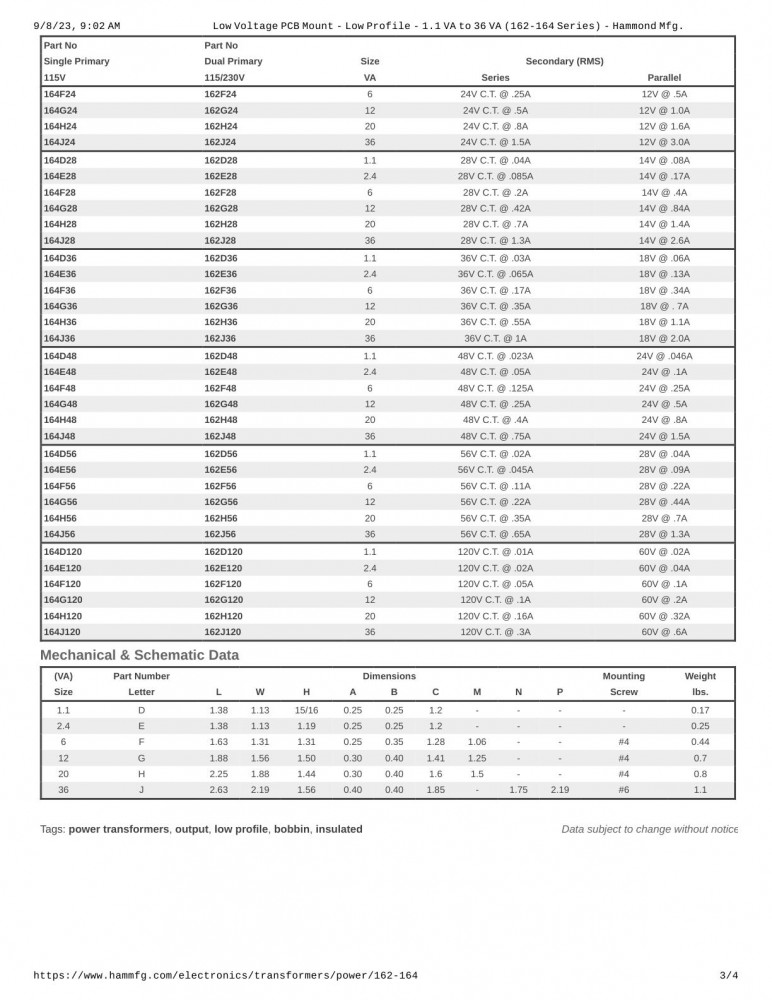 Hammond 162E20 technical document page 3