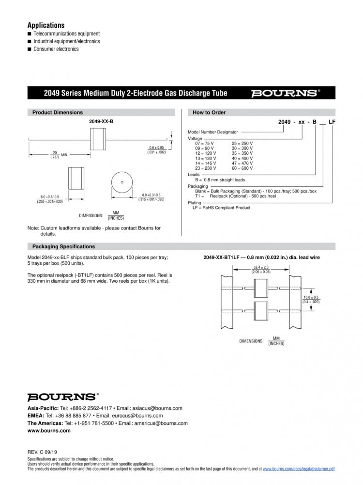 BOURNS 2049 Series datasheet page 2