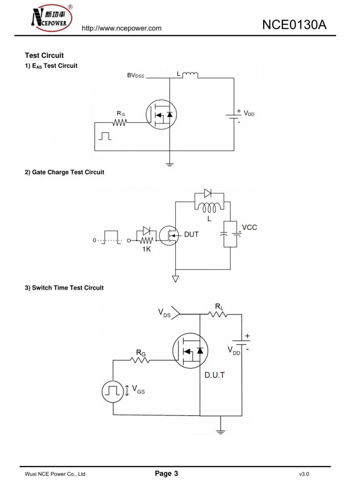 NCE0130A datasheet page 3