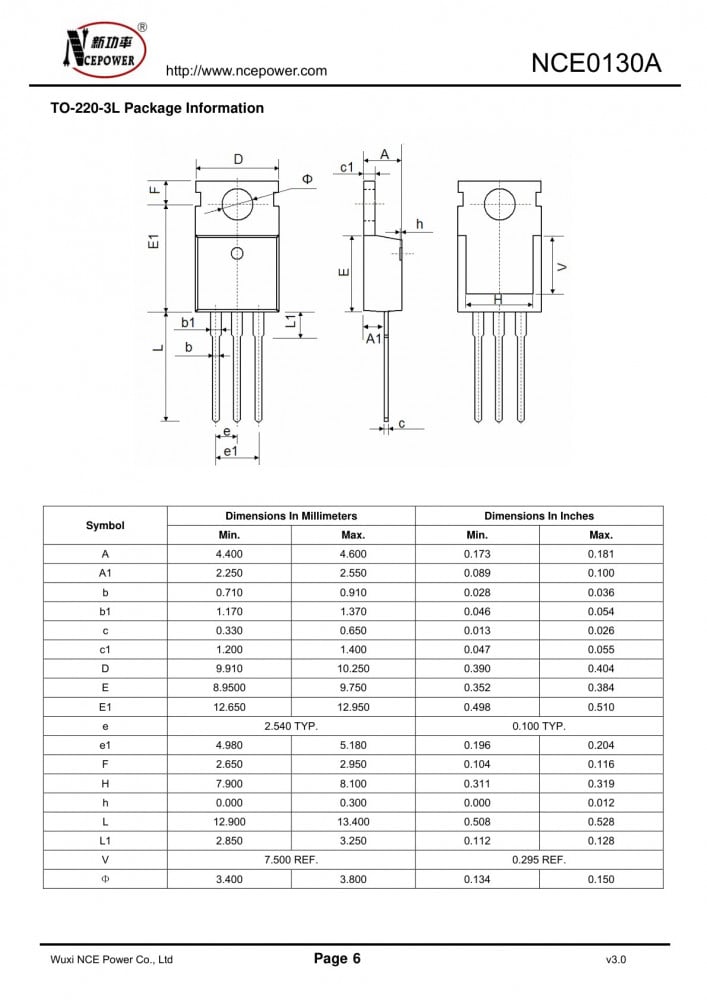 NCE0130A datasheet page 6