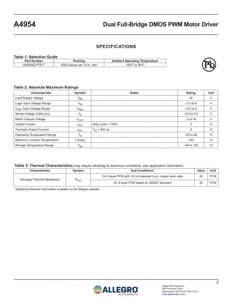 A4954 datasheet page 2