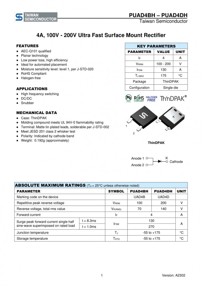 PUAD4DH technical document page 1