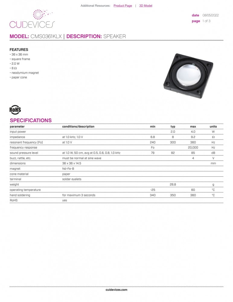 CMS0361KLX datasheet page 1