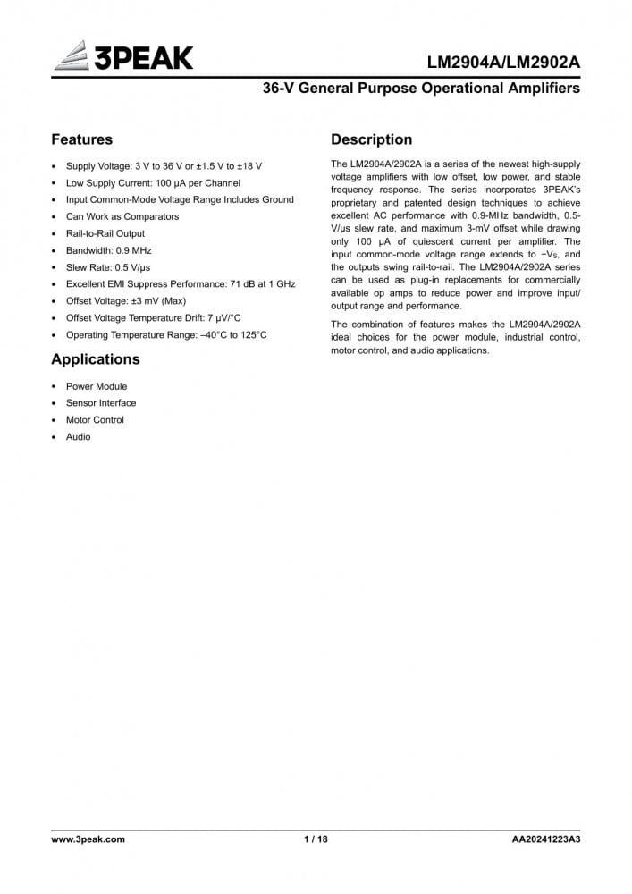 LM2904A-VR datasheet page 1