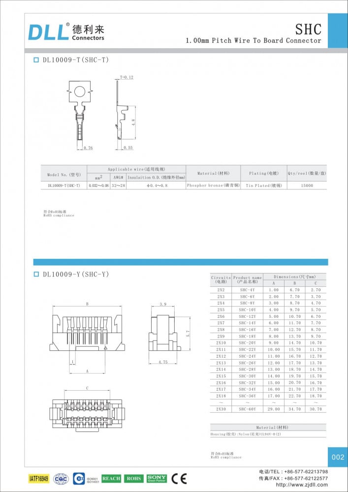 DLL SHC series technical drawing page 2