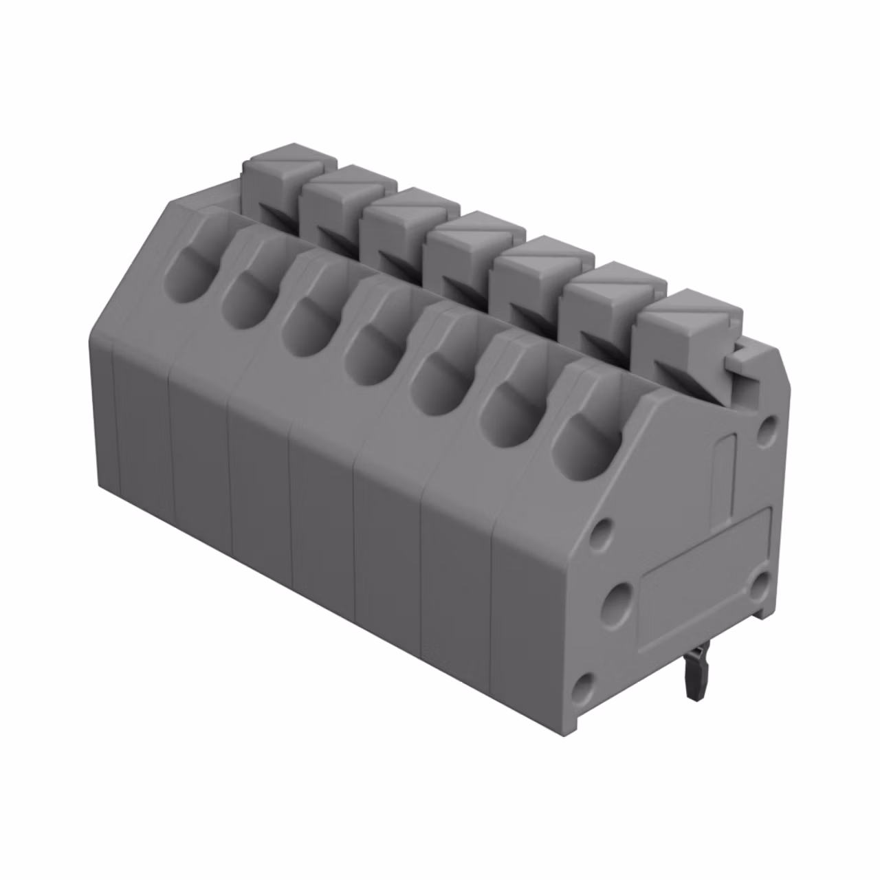 3.50mm Pitch, Eurostyle Dual Row Fixed-Mount Push-Button Terminal Block, 45° Modular, 5A, 20-16 AWG, Light Gray, 7 Circuits for sale
