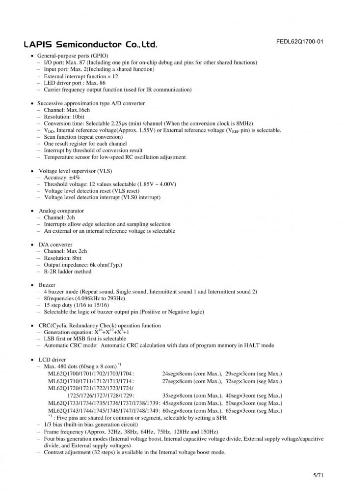 ML62Q1700 Group document page 6