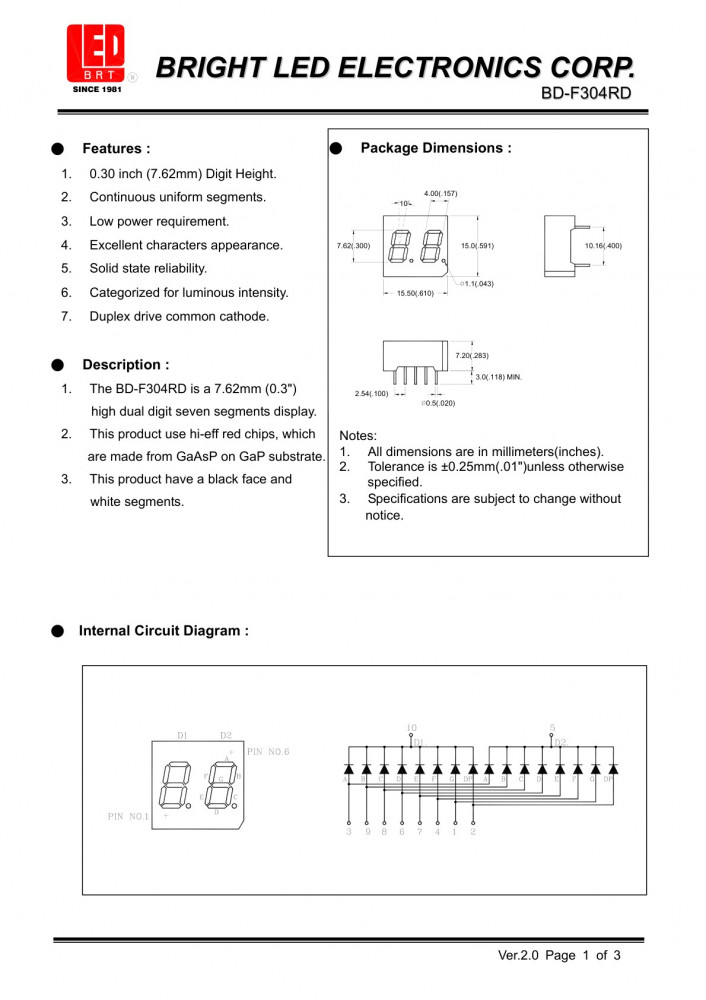 BD-F304RD technical document page 1