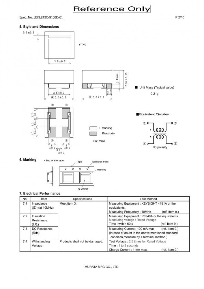 DLW5BTZ501TQ2L specification page 2