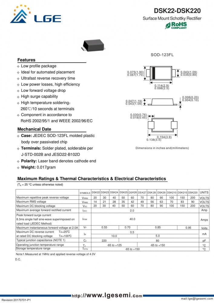 LGE DSK26 datasheet page 1