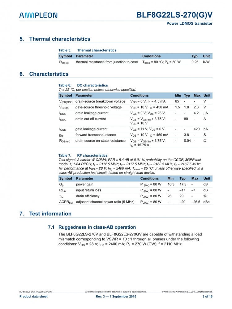BLF8G22LS-270GV datasheet page 3