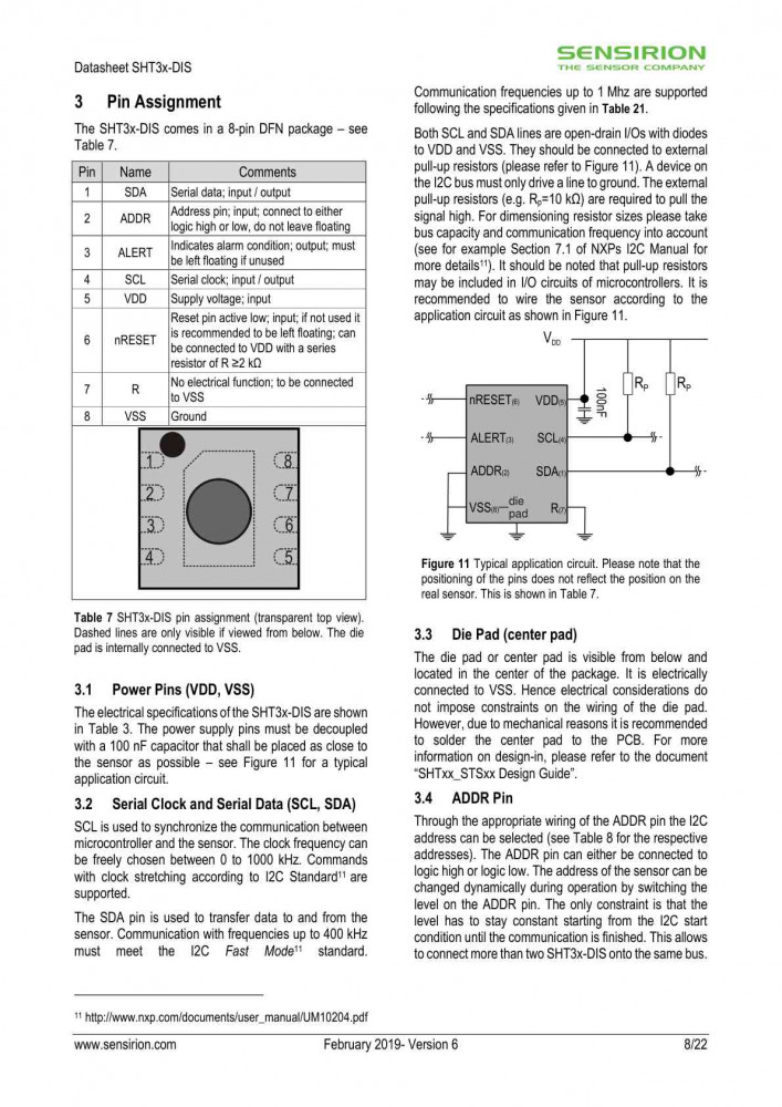 SHT3x-DIS datasheet page 8