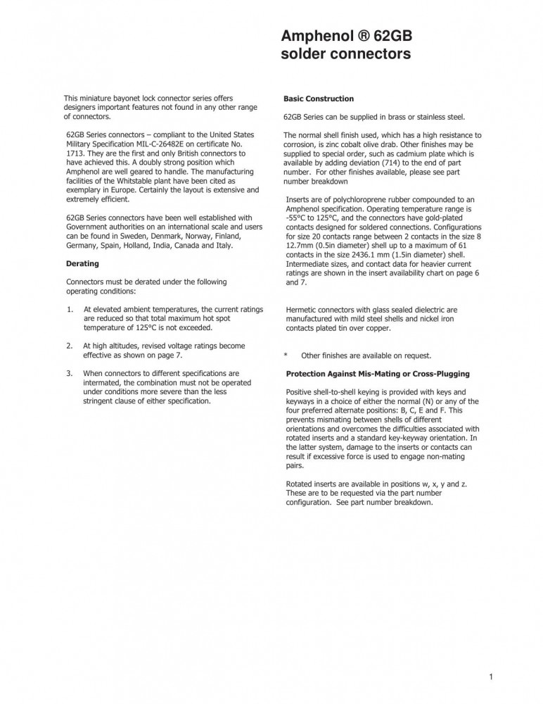 Amphenol 62GB technical document page 4